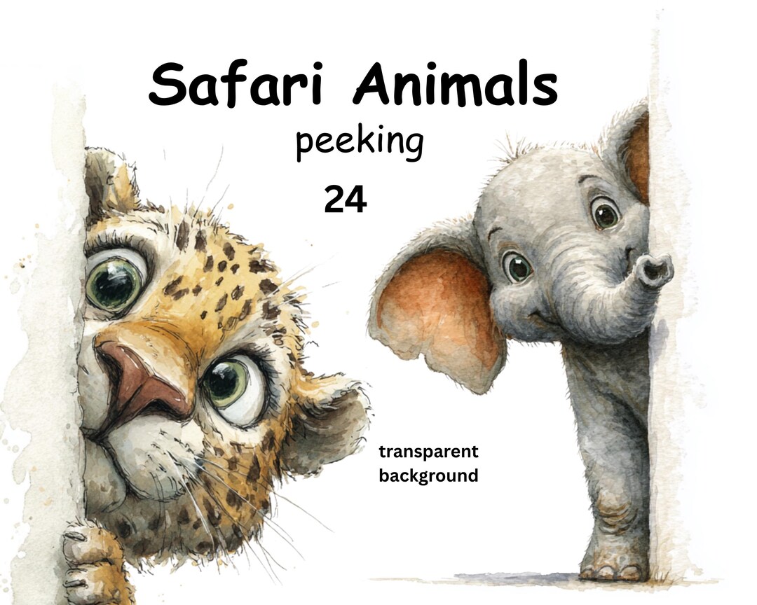 Safari Animal Clipart Bundle With Transparent Background for Card ...