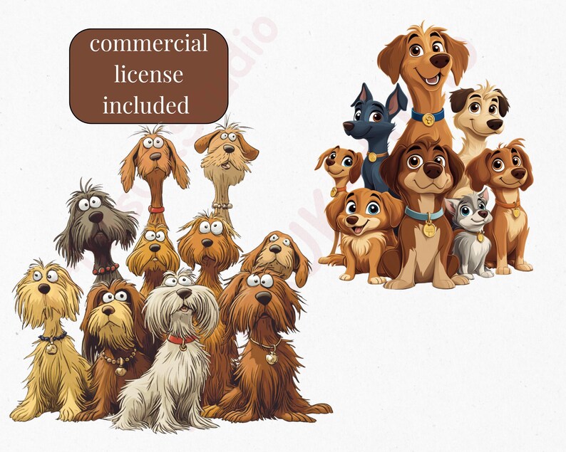 Watercolor Quirky Dog Clipart Bundle, Transparent PNG (digital Download ...