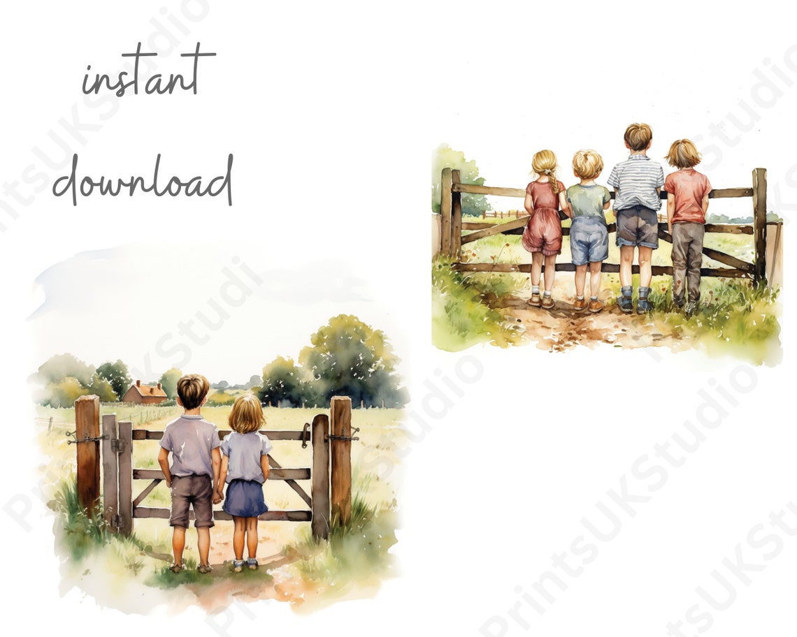 Children Clipart, 12 Watercolour PNG Images of Boys and Girls and a ...