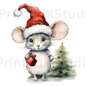 Watercolour Christmas Mice Clip Art, 14 High Quality Transparent ...