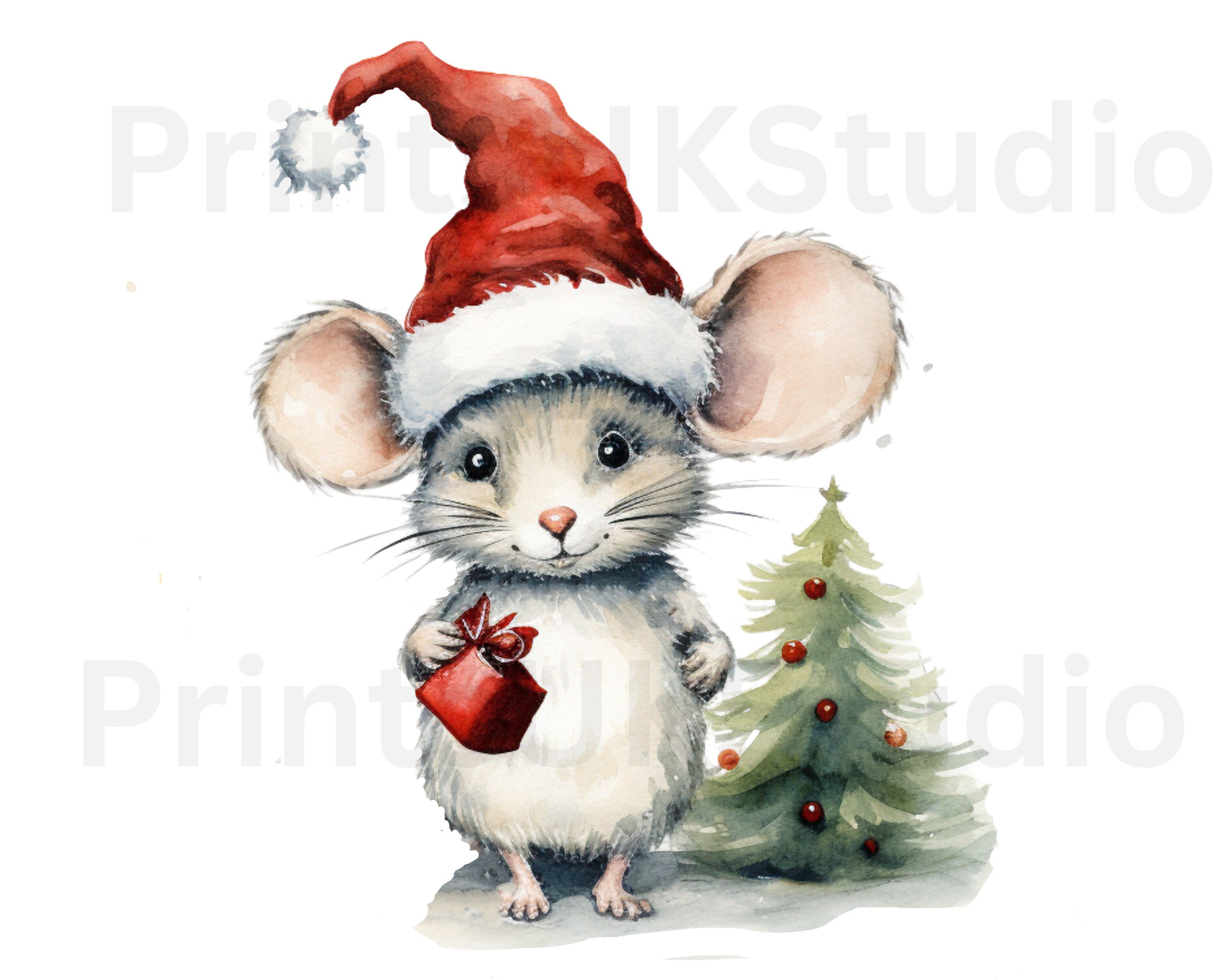 Watercolour Christmas Mice Clip Art, 14 High Quality Transparent ...