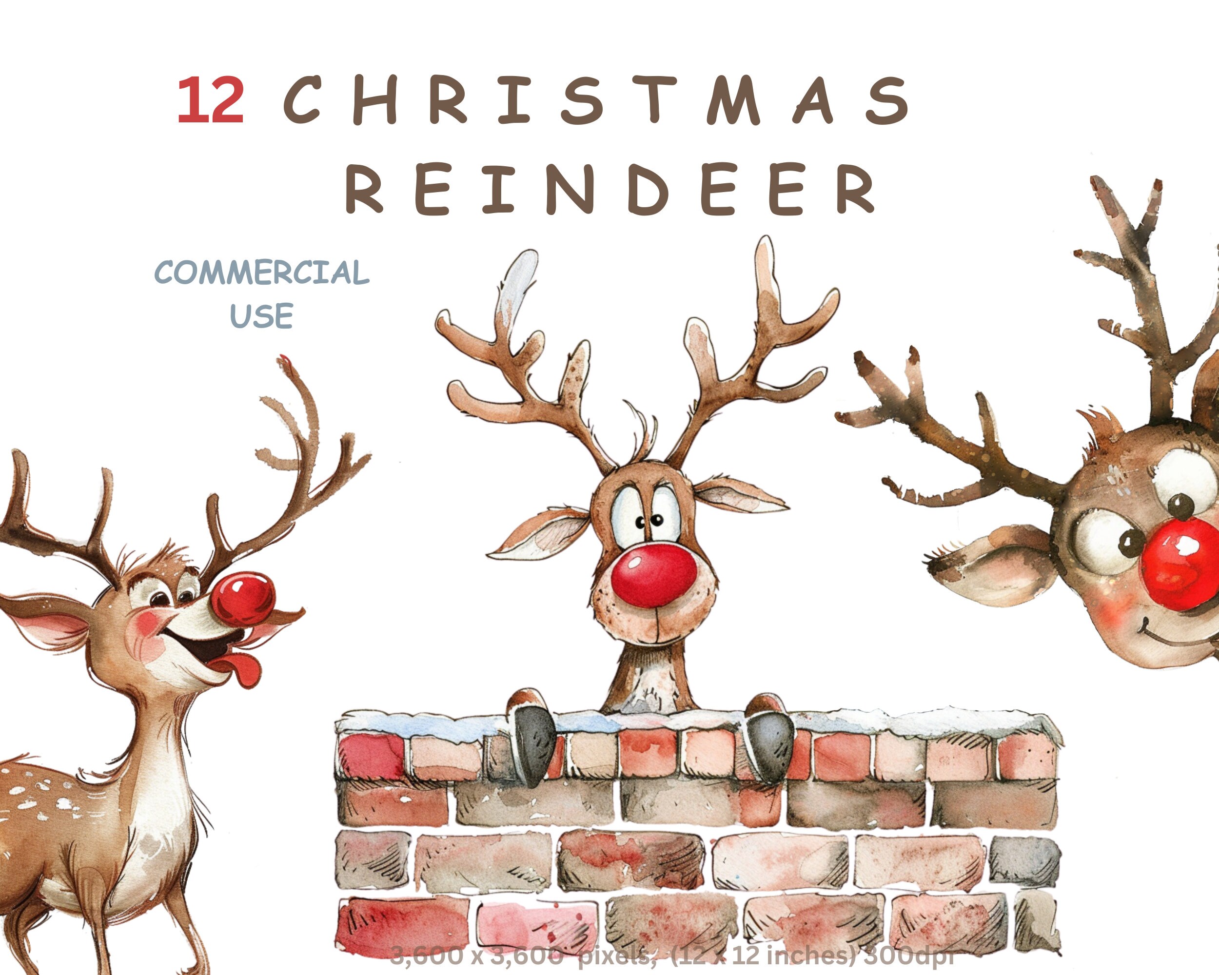 Christmas Reindeer Clipart Images Transparent Background Commercial Use ...