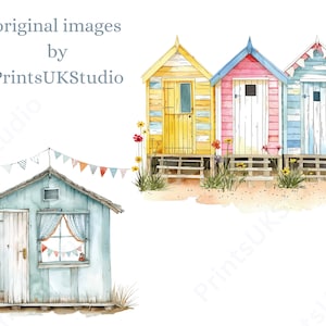 Beach Hut Clipart, 12 PNG Watercolour Images of Seaside Beach Huts ...