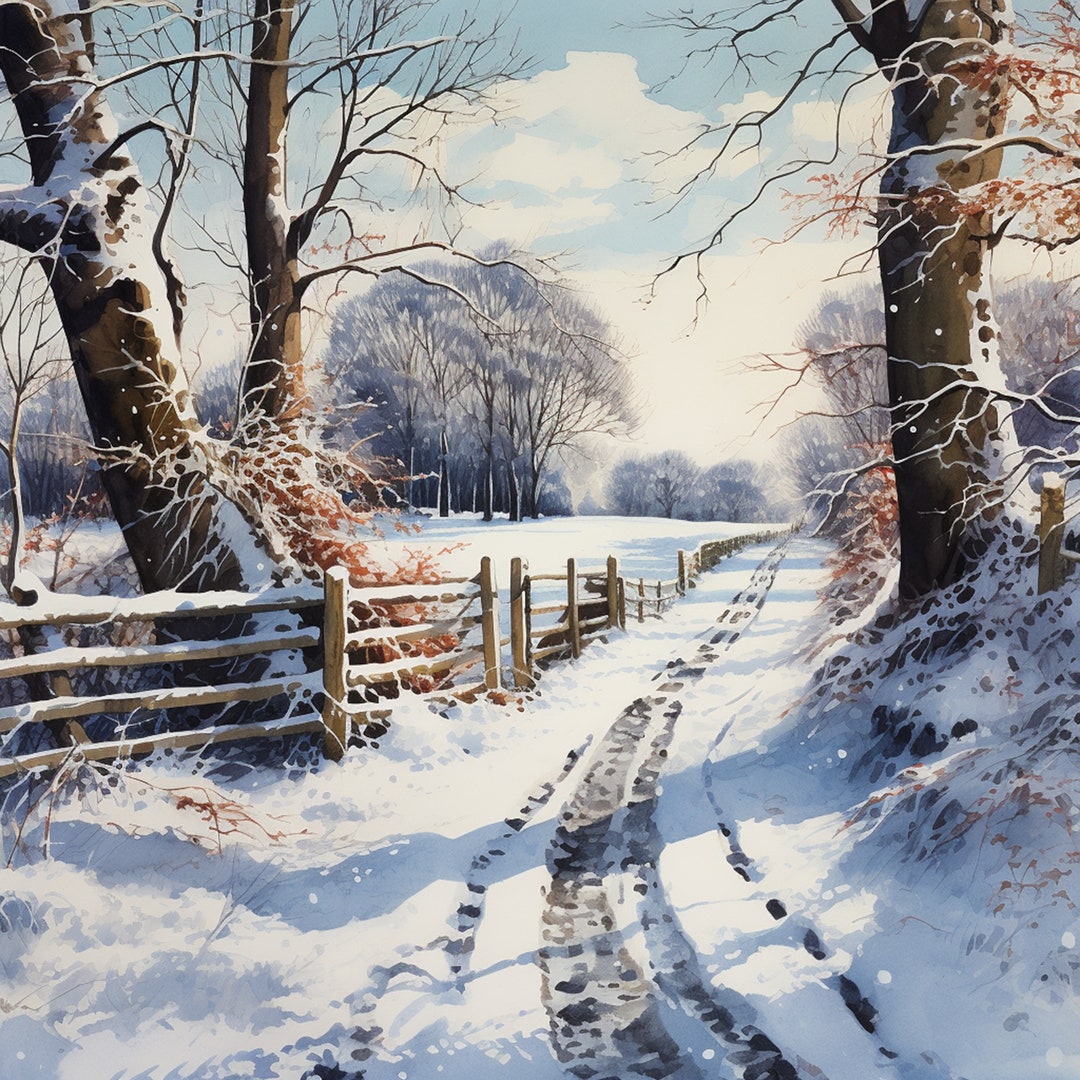 Winter Landscape Clipart, 12 High Quality PNG Digital Download Images ...