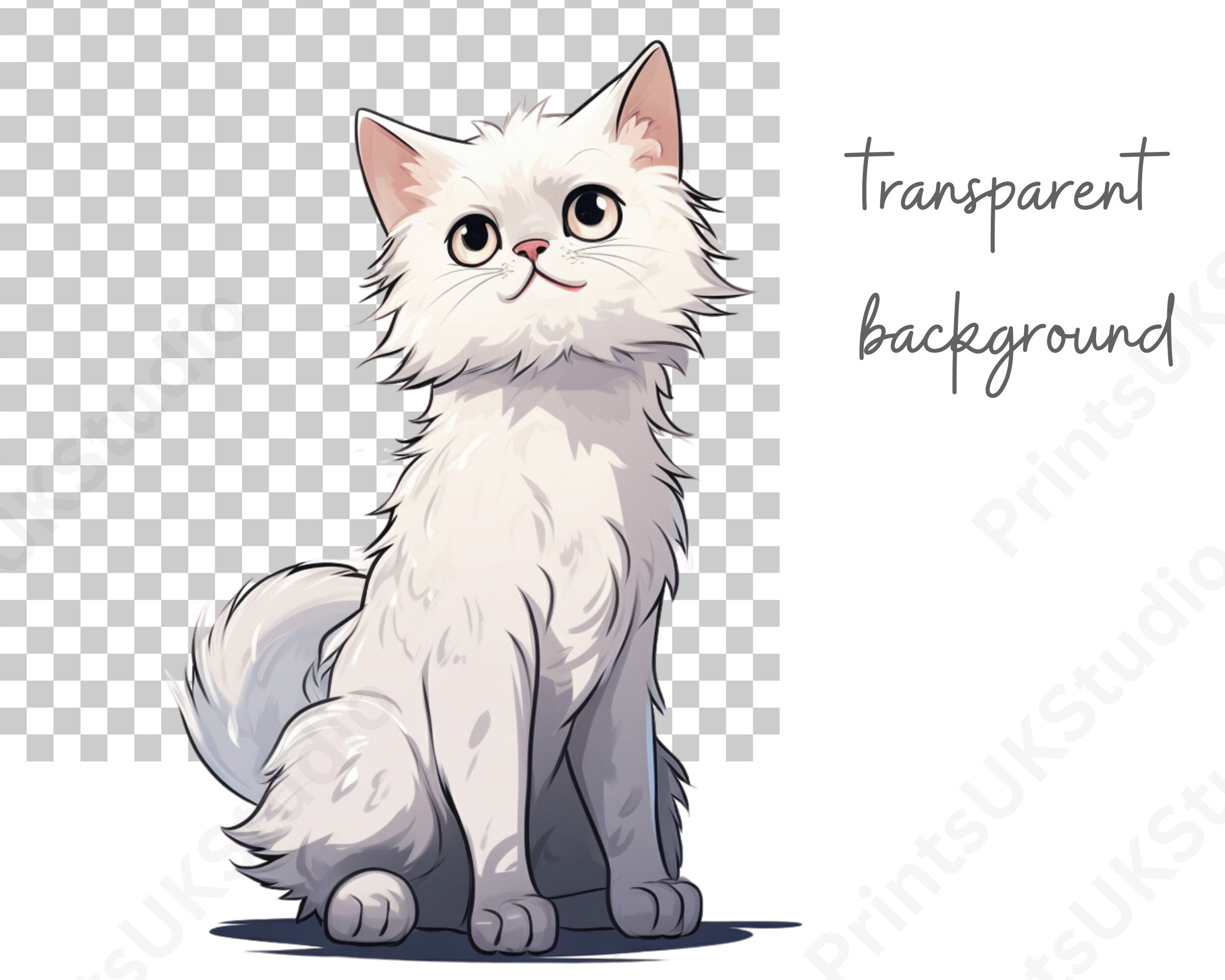 White Cat Clipart, 12 High Quality Transparent Background PNG ...