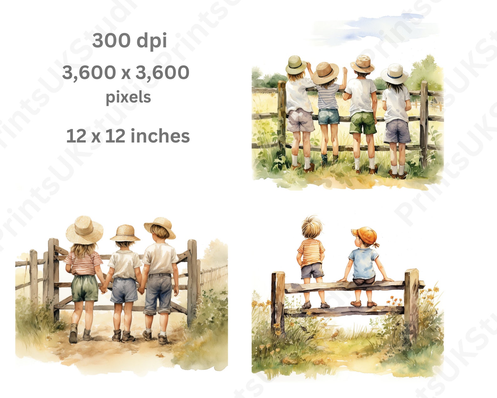 Children Clipart, 12 Watercolour PNG Images of Boys and Girls and a ...