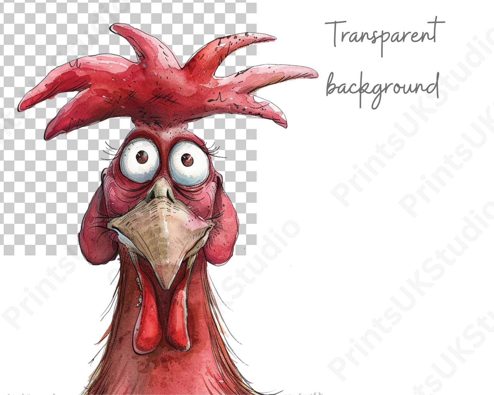 Clipart Cockerels, 12 Watercolour Images of Cartoon Cockerel Farmyard ...