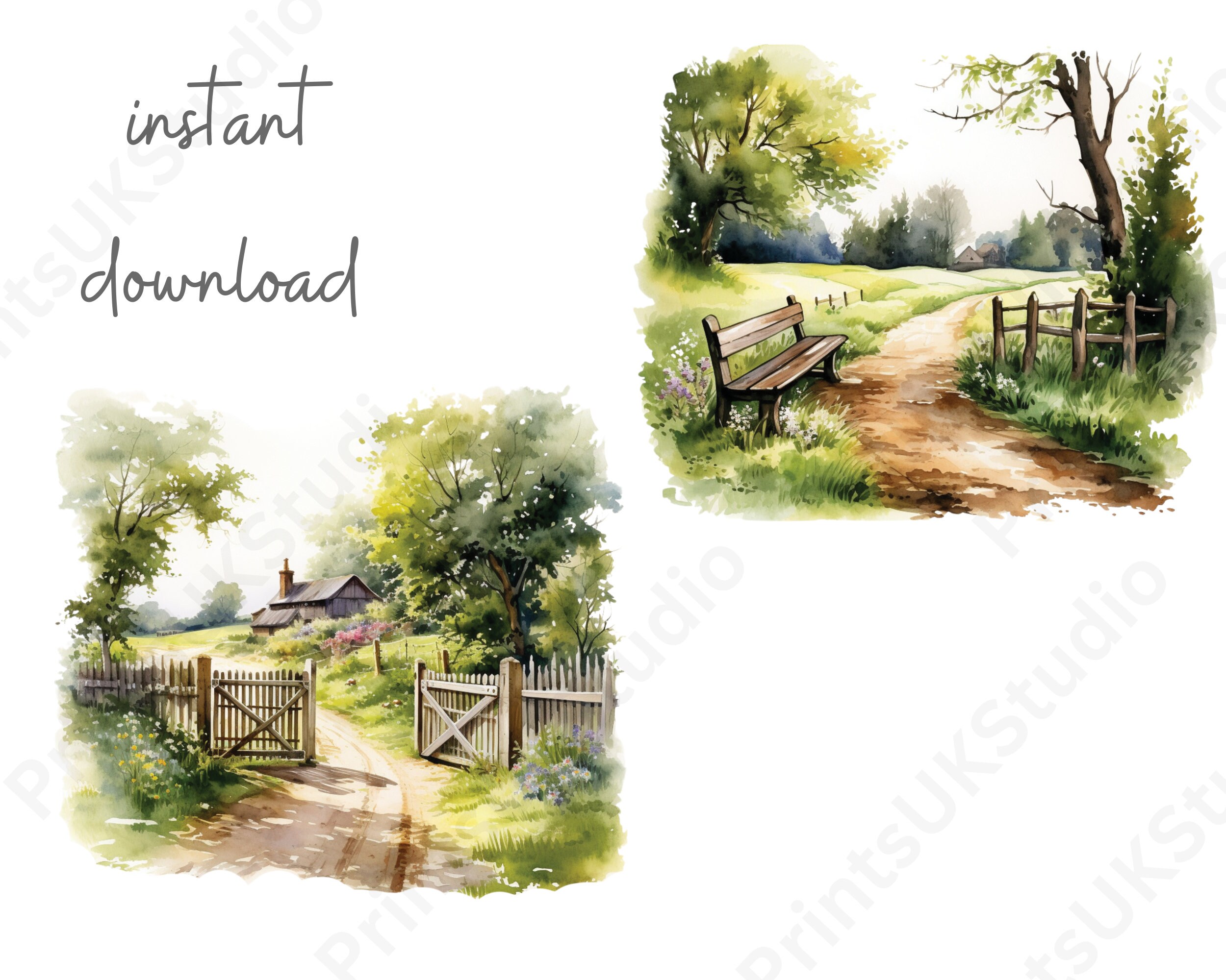 Spring Country Lane Clipart, 12 High Quality PNG Transparent Background ...