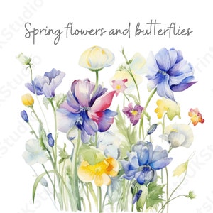 Spring Flowers and Butterflies Clipart, 14 High Quality Transparent ...