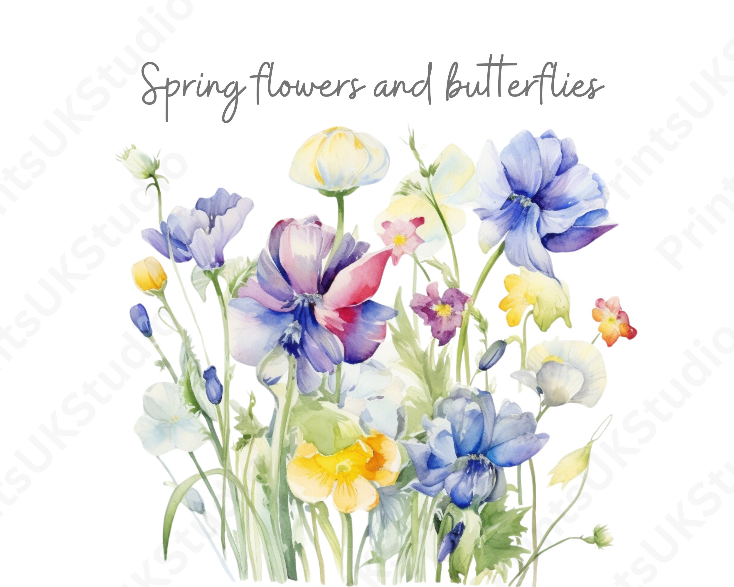 Spring Flowers and Butterflies Clipart, 14 High Quality Transparent ...