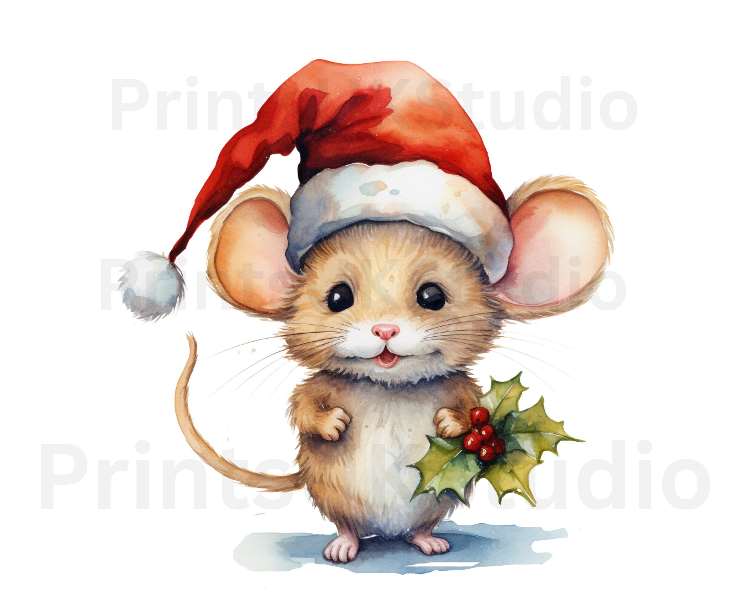 Watercolour Christmas Mice Clip Art, 14 High Quality Transparent ...