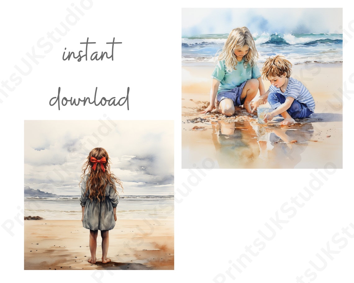 Beach Children Clipart, 14 High Quality PNG Watercolour Images of ...