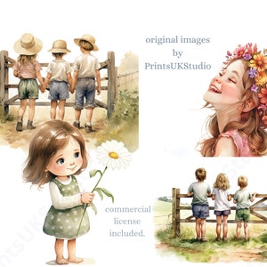 Children Clipart Mega Bundle, Watercolor Kids Illustrations (commercial ...