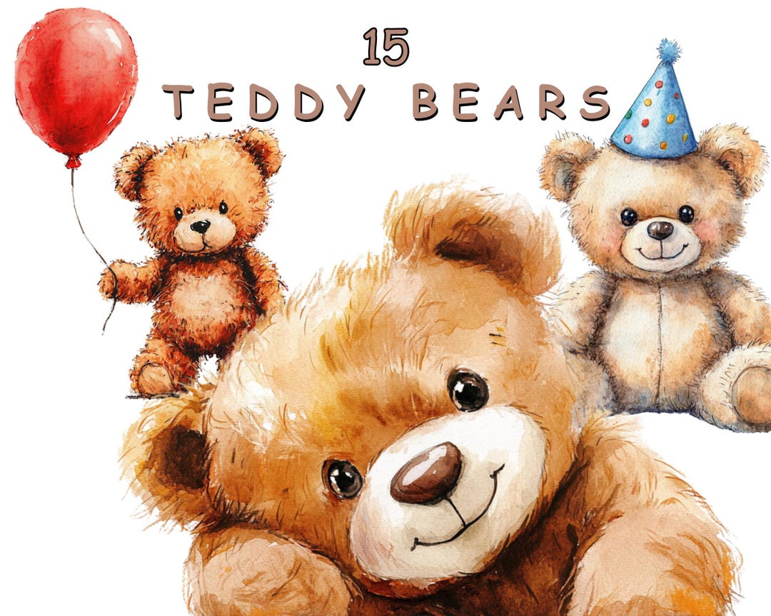 Clipart Teddy Bear Bundle, Card Making Clipart Scrapbooking PNG Junk ...