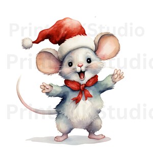 Watercolour Christmas Mice Clip Art, 14 High Quality Transparent ...