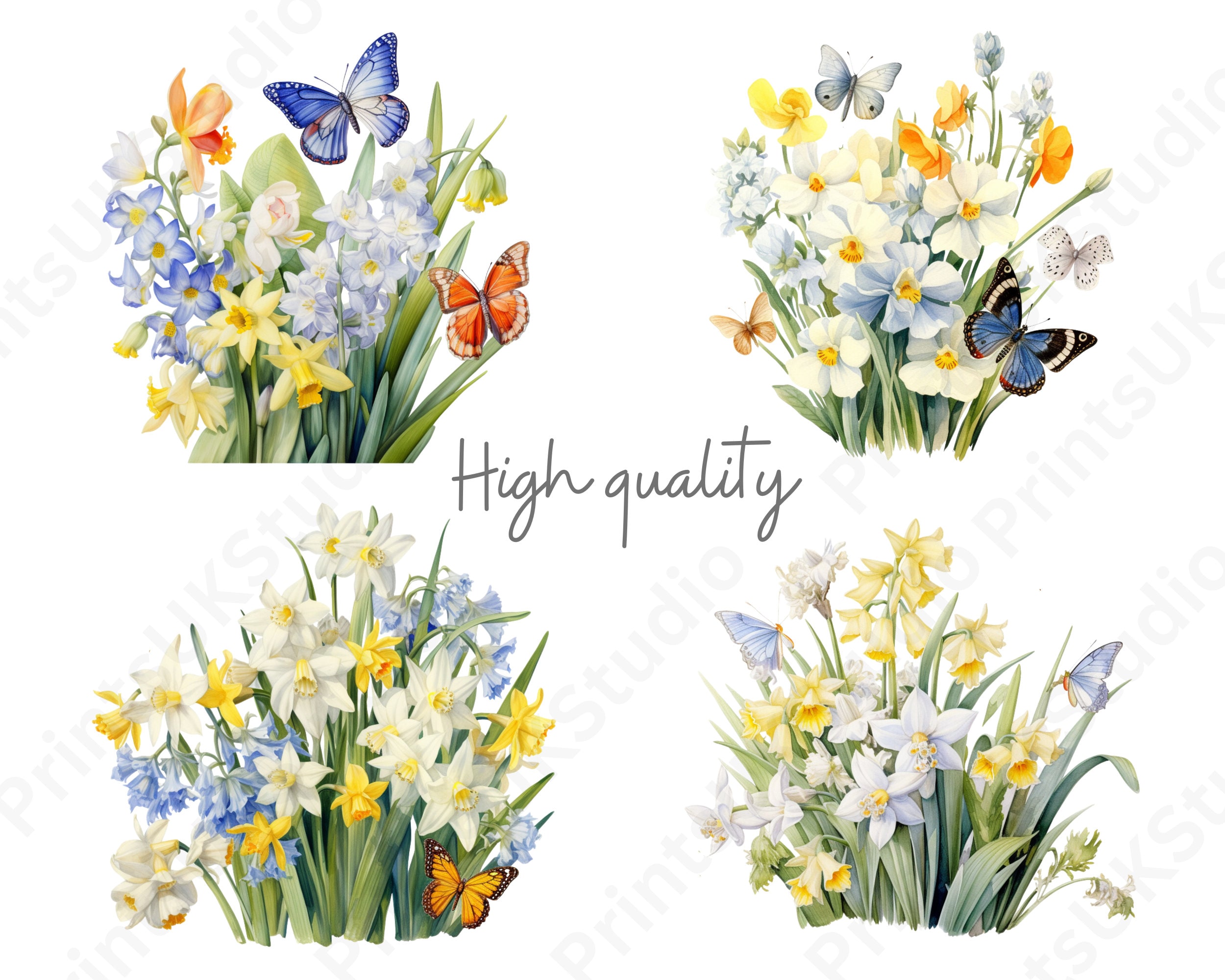 Spring Flowers and Butterflies Clipart, 14 High Quality Transparent ...