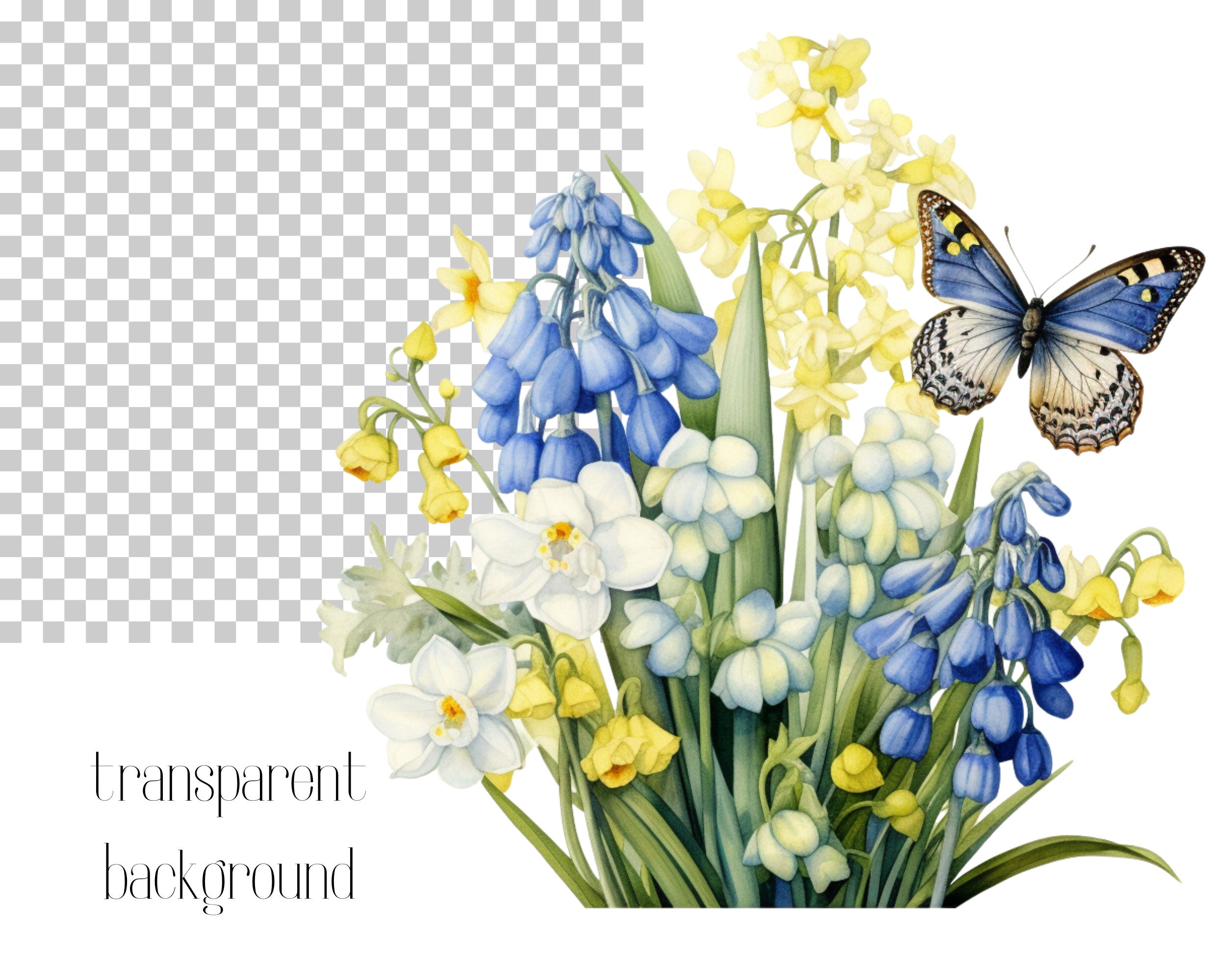 Spring Flowers and Butterflies Clipart, 14 High Quality Transparent ...