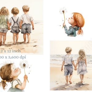 Cute Children Clipart Mega Bundle, Watercolour Images of Cartoon Boys ...