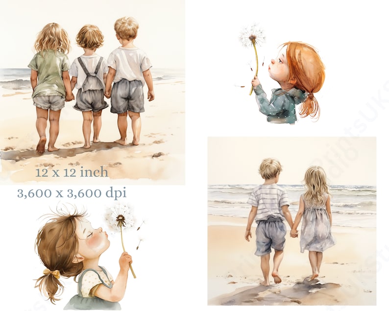 Children Clipart Mega Bundle, Watercolor Kids Illustrations (commercial ...