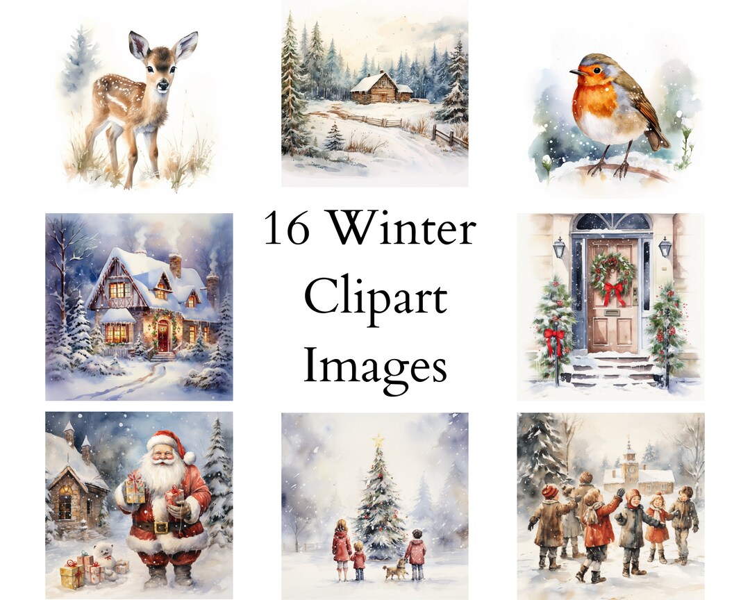 16 Winter Clipart Images, Winter and Christmas Instant Digital Download ...