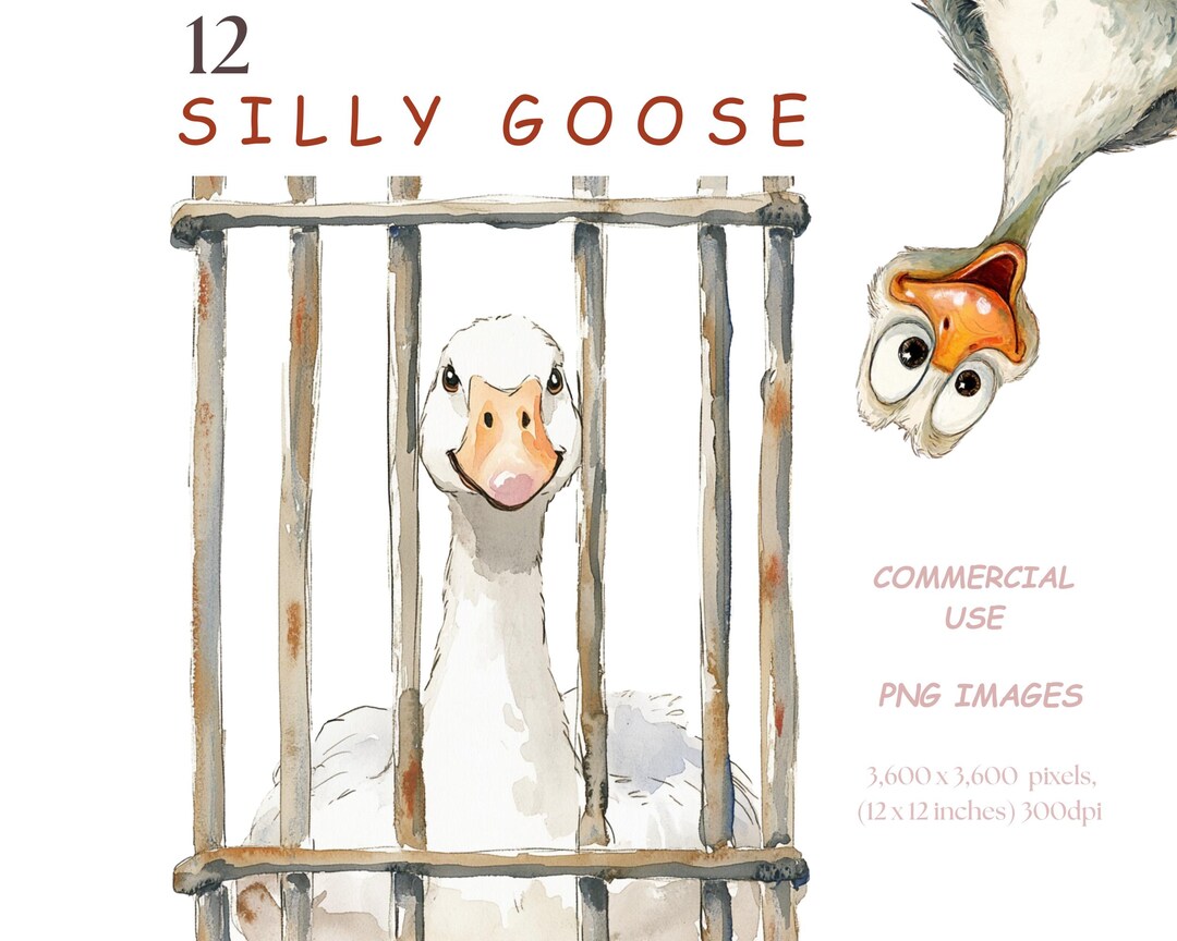 14 Silly Goose Clipart, Quirky Animal Images, Cartoon Geese, Card ...