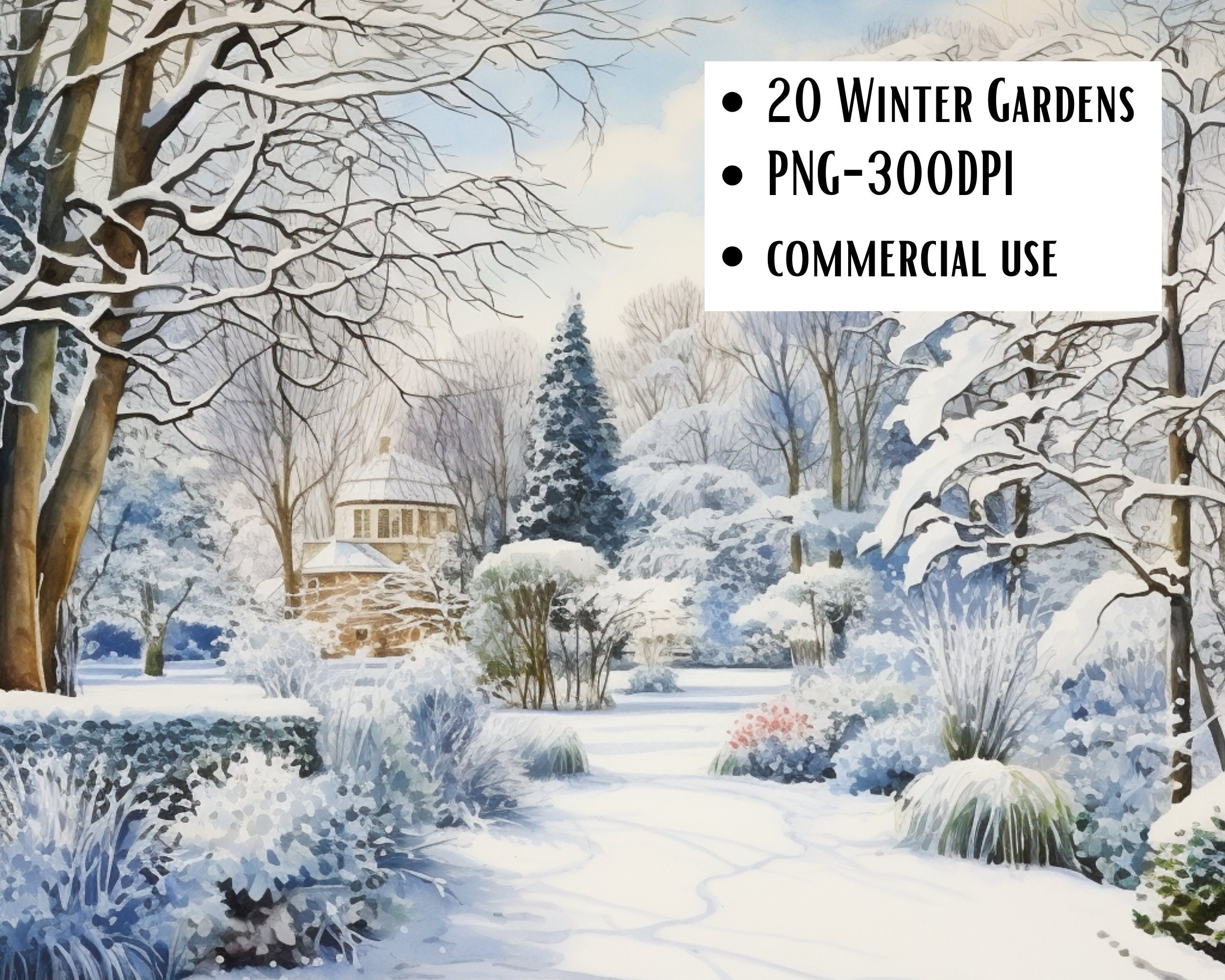 Winter Garden Clipart, 20 High Quality PNG, Digital Download ...