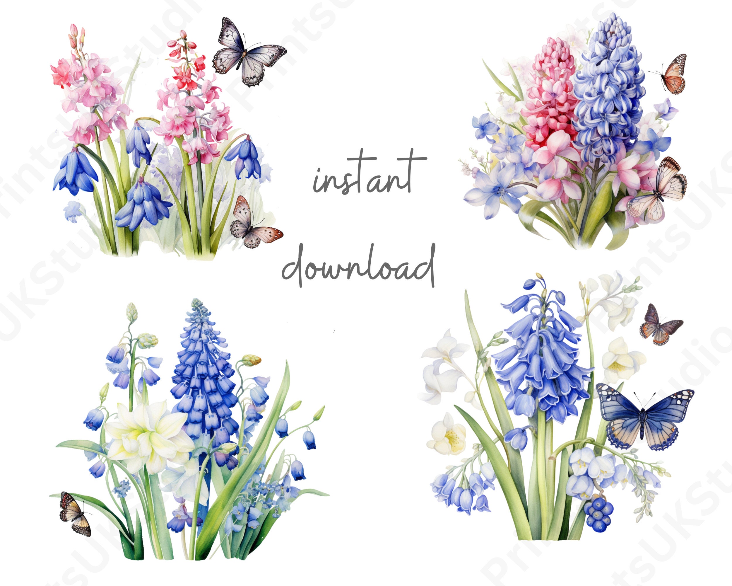 Spring Flowers and Butterflies Clipart, 14 High Quality Transparent ...