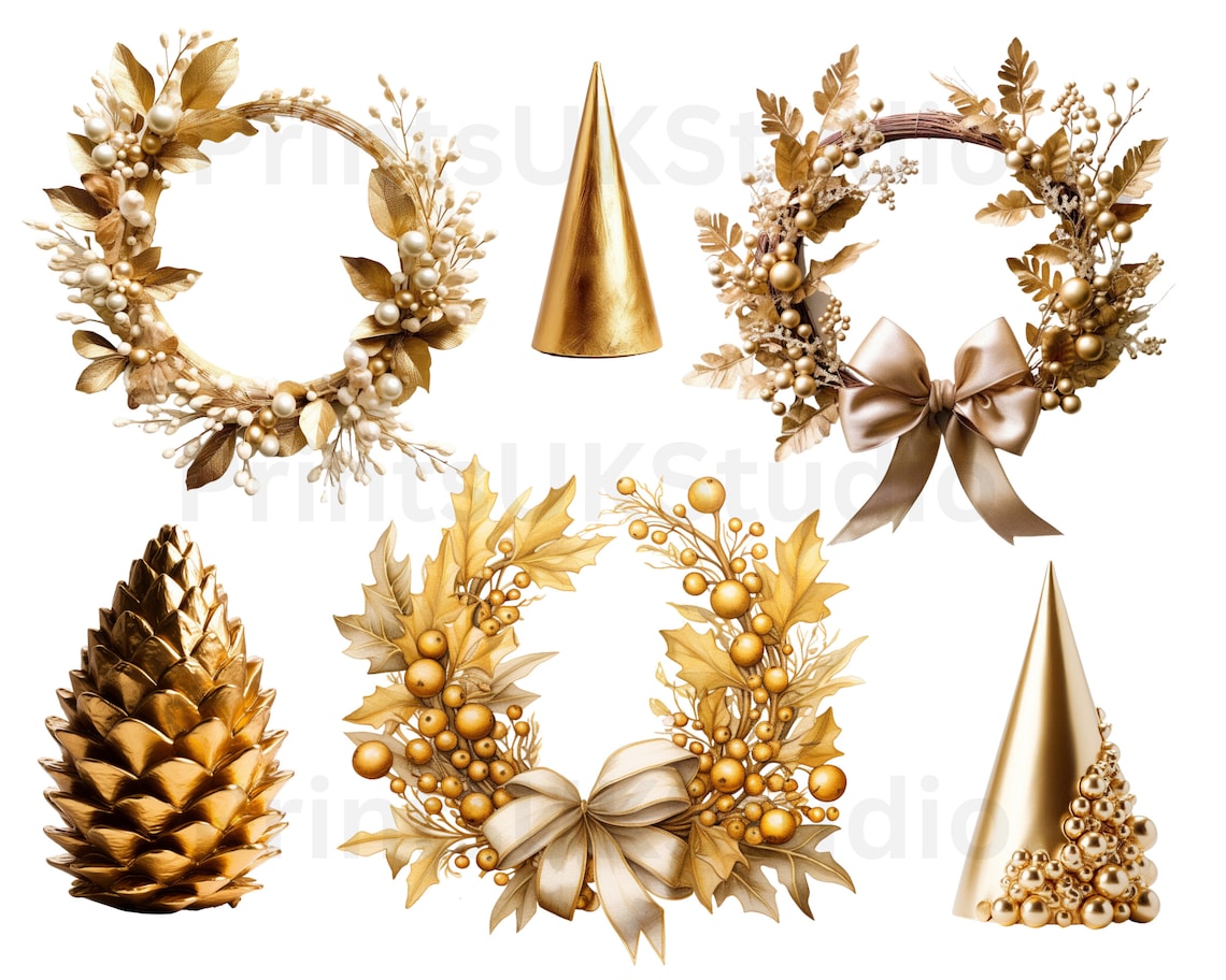 Gold Christmas Clip Art, 30 High Quality Transparent Background PNG ...
