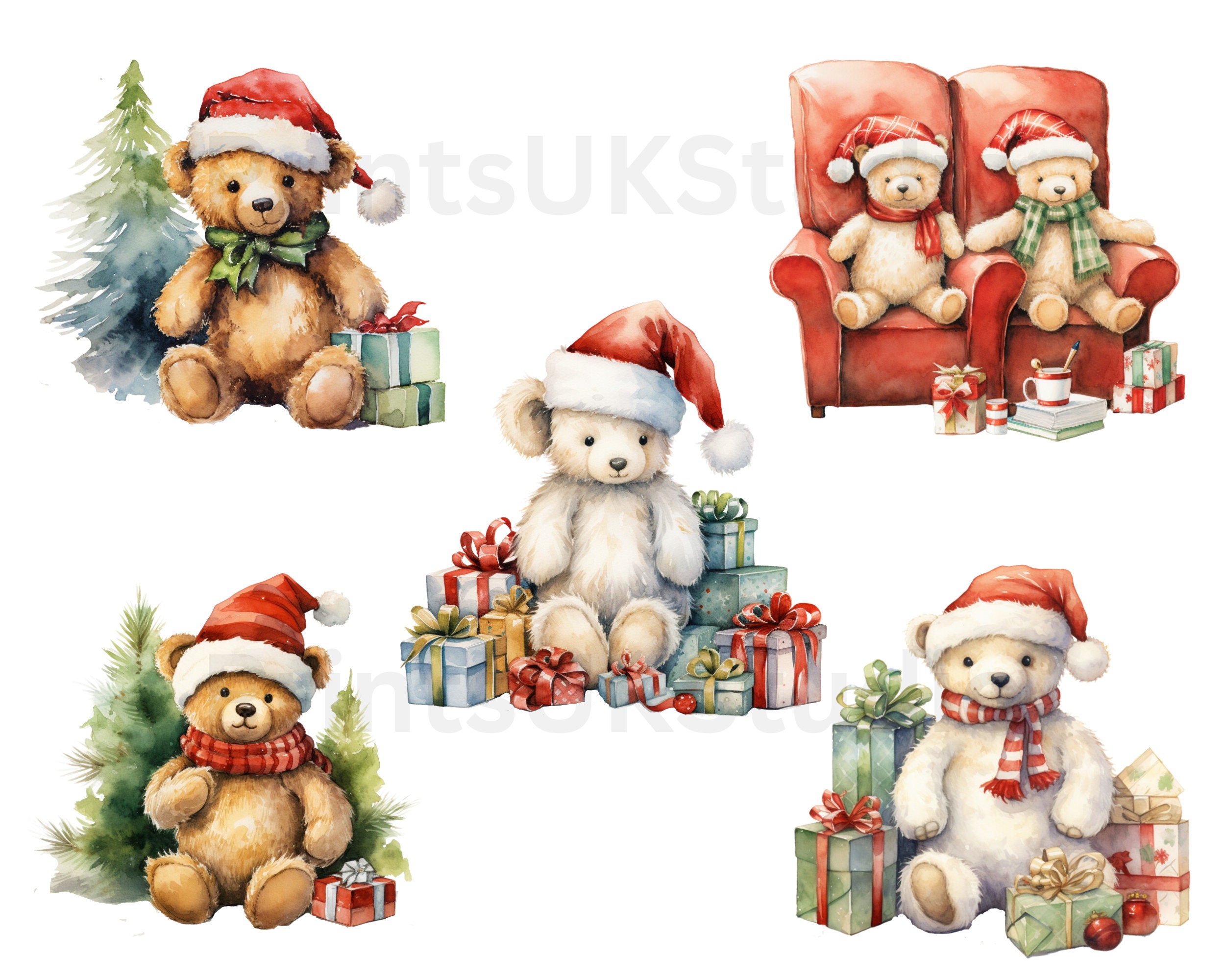 Christmas Teddy Bear Clip Art, 15 High Quality Transparent Background ...