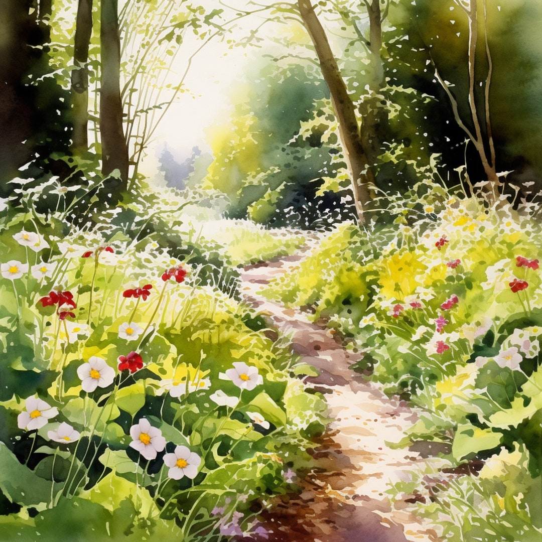 Spring Landscape Clipart, 14 High Quality PNG Watercolour Countryside ...