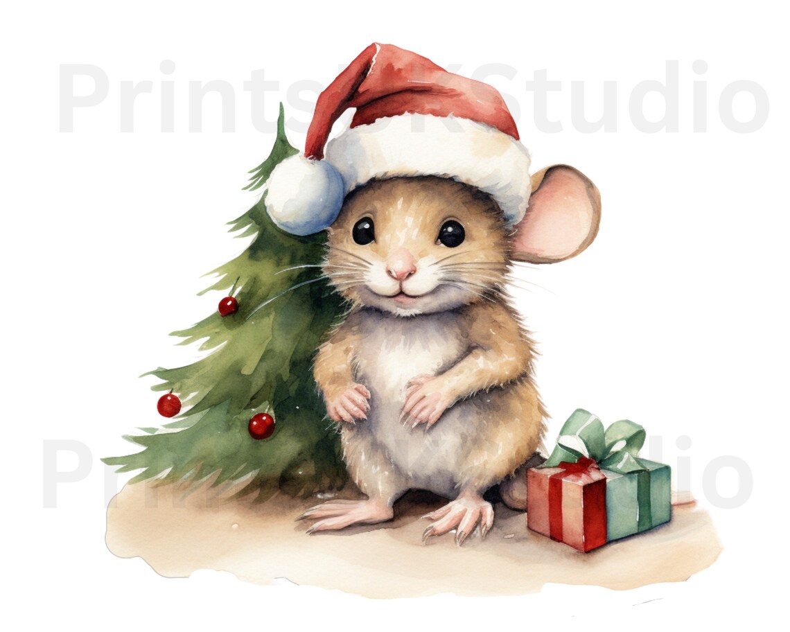 Watercolour Christmas Mice Clip Art, 14 High Quality Transparent ...
