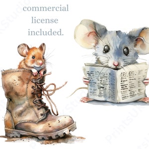 Cartoon Mice Clipart, Watercolour Mouse Images, 12 Woodland Critter ...