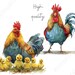 Clipart Cockerels, 12 Watercolour Images of Cartoon Cockerel Farmyard ...