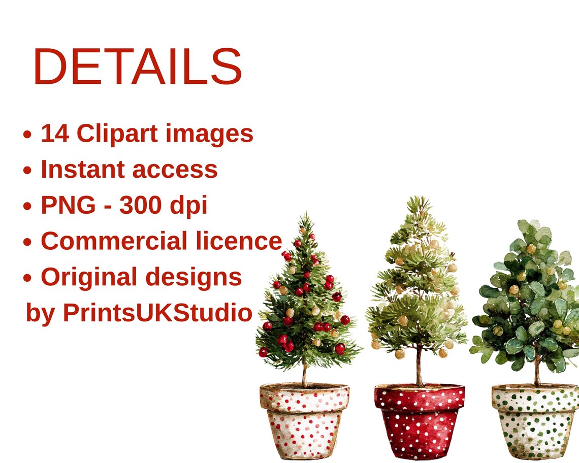 3 Christmas Tree in Pots Clipart With Transparent Background for Card ...