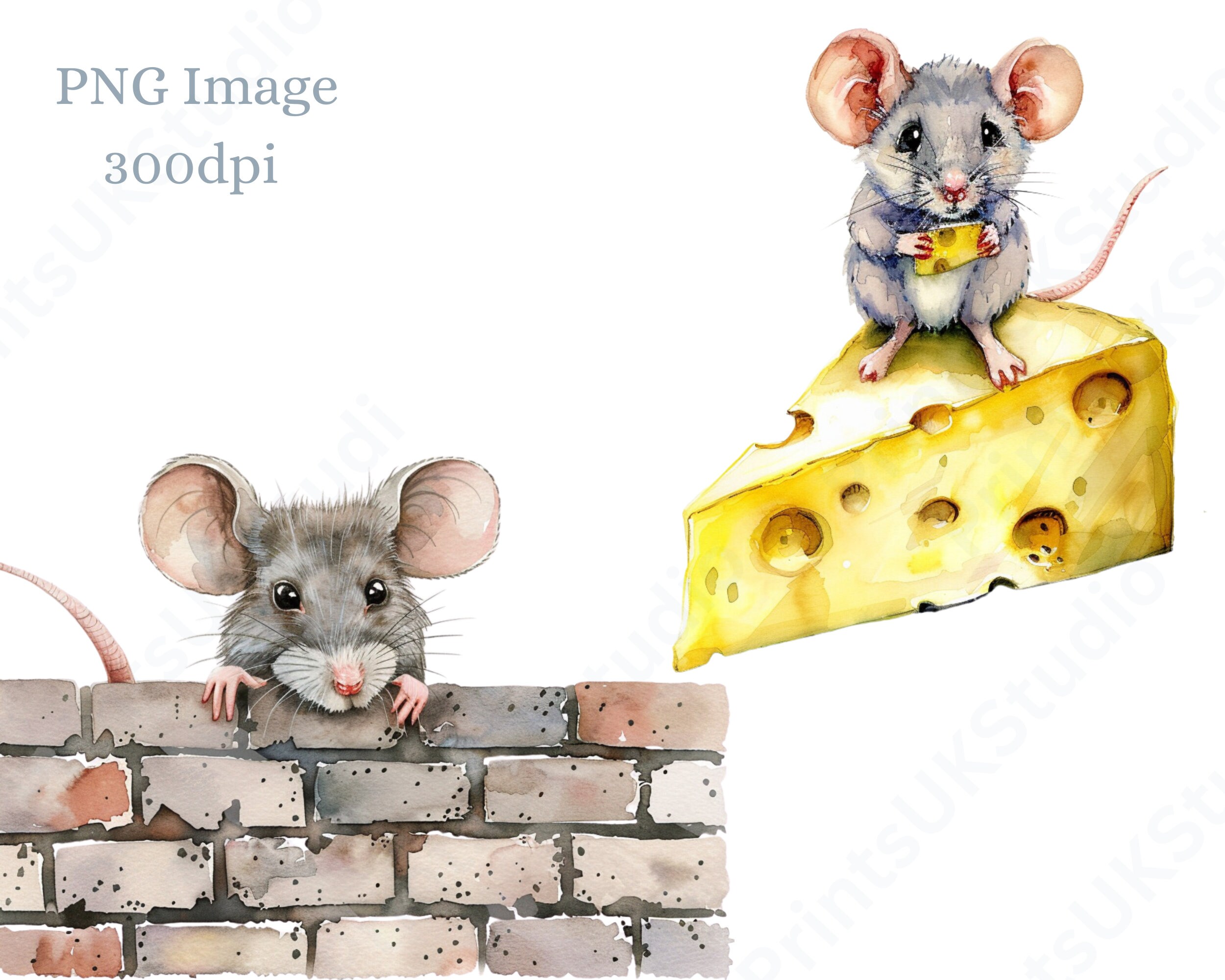 Cartoon Mice Clipart, Watercolour Mouse Images, 12 Woodland Critter ...