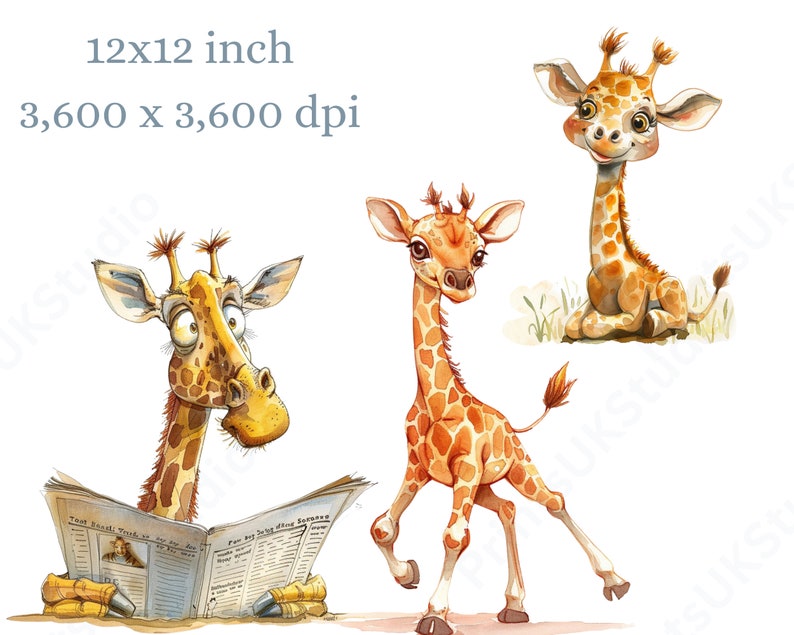 Quirky Giraffe Clipart, 12 Cartoon Giraffe Images Whimsical Giraffes ...
