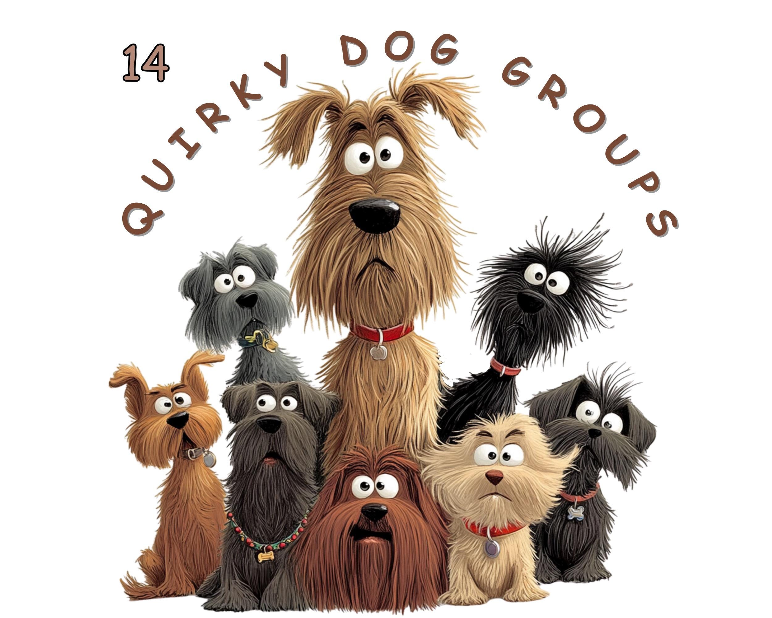 Quirky Dog Groups Clipart Bundle, 14 TRANSPARENT BACKGROUND PNG ...