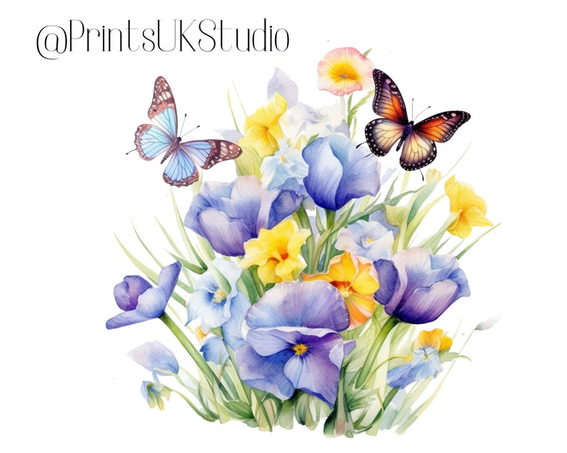 Spring Flowers and Butterflies Clipart, 14 High Quality Transparent ...
