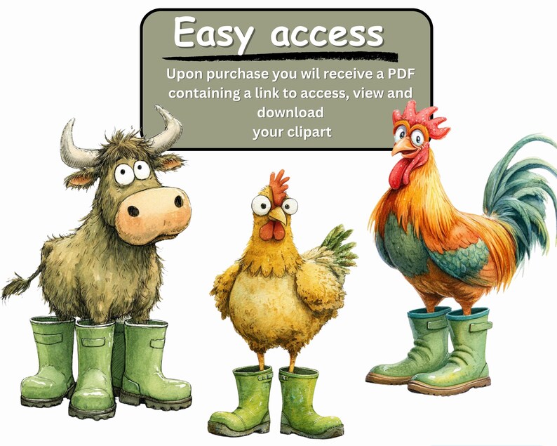 Farm Animals in Green Wellington Boots Clipart PNG Images, Whimsical ...