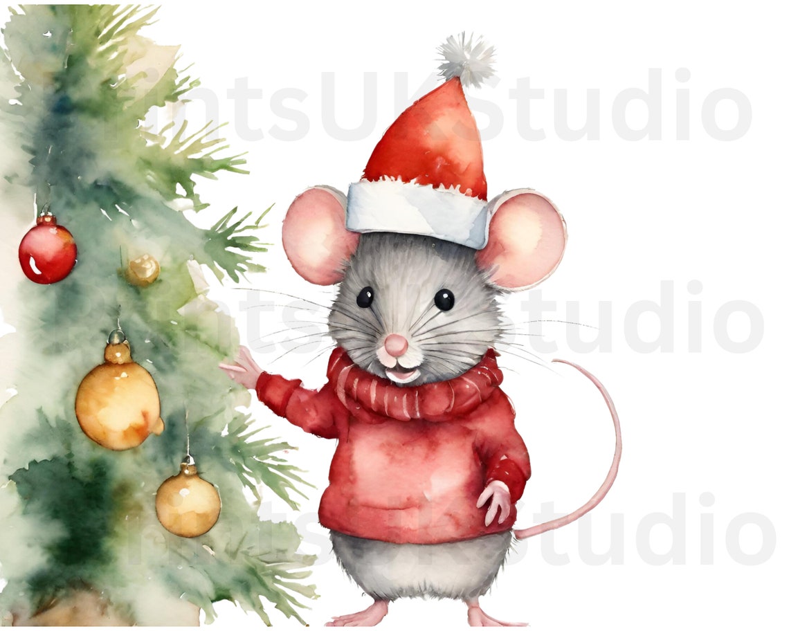 Watercolour Christmas Mice Clip Art, 14 High Quality Transparent ...