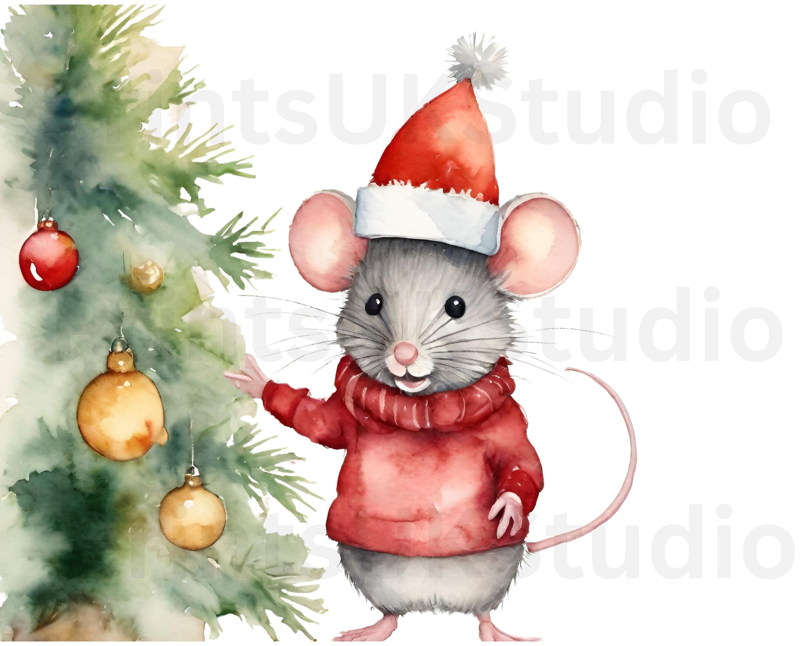 Watercolour Christmas Mice Clip Art, 14 High Quality Transparent ...