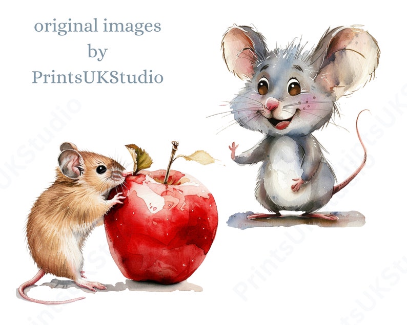 Cartoon Mice Clipart, Watercolour Mouse Images, 12 Woodland Critter ...