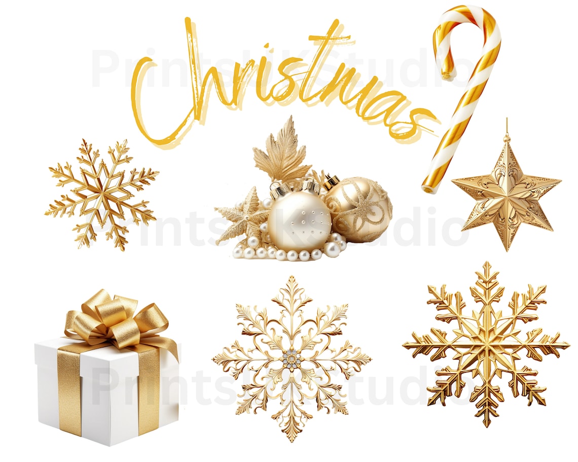 Gold Christmas Clip Art, 30 High Quality Transparent Background PNG ...