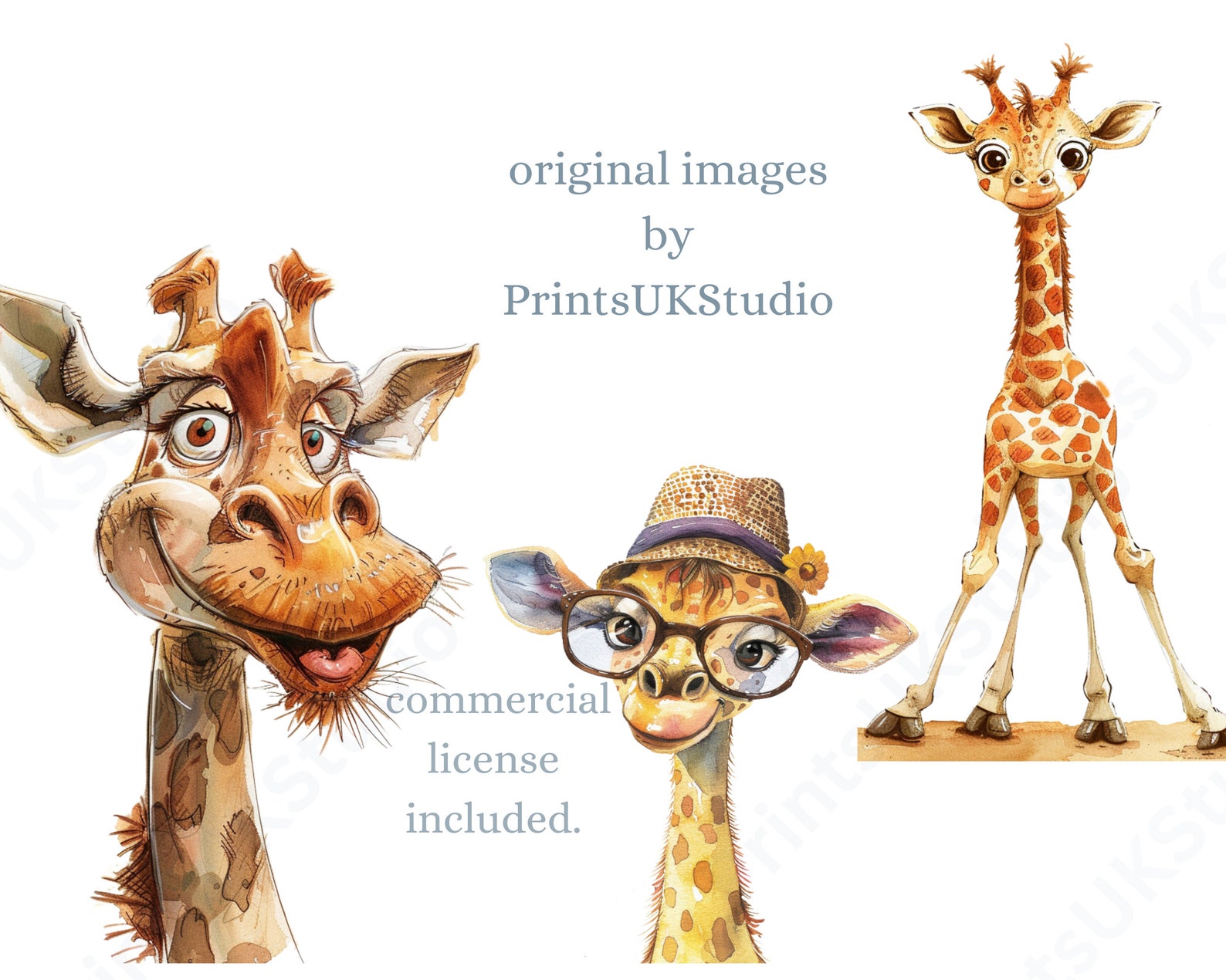 Quirky Giraffe Clipart, 12 Cartoon Giraffe Images Whimsical Giraffes ...