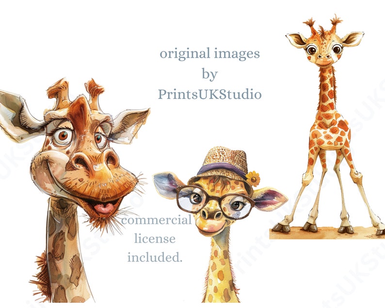Quirky Giraffe Clipart, 12 Cartoon Giraffe Images Whimsical Giraffes ...