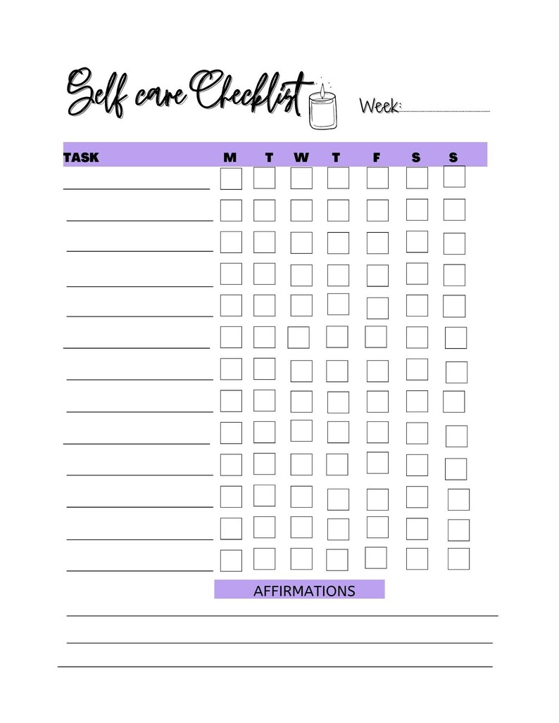 Self Care Planner , Self Care Checker, Daily Affirmation Tracker , Self Care and Affirmation ...