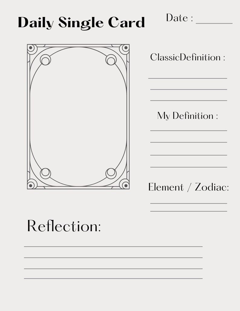 Single Card Tarot / Oracle Spread // Tarot Planner Page // Beginner ...