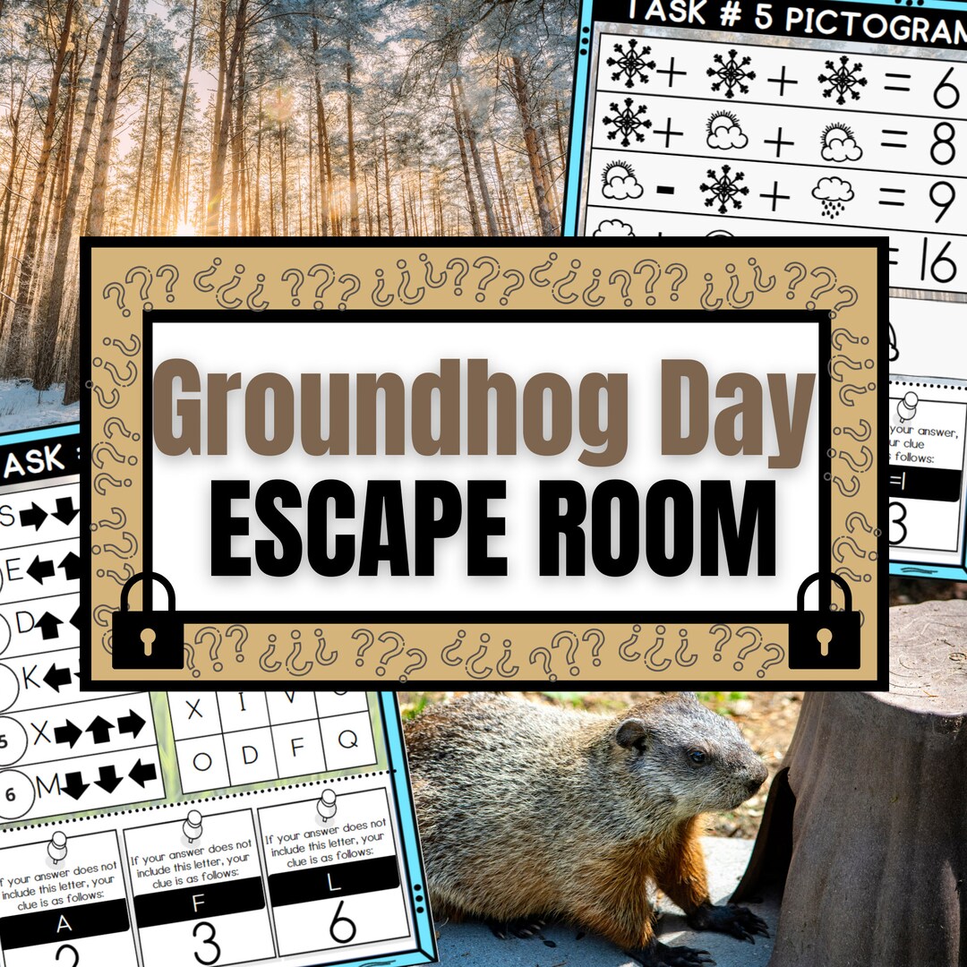 Groundhog Day Escape Room for Kids, Printable Escape Room Kit, Escape ...