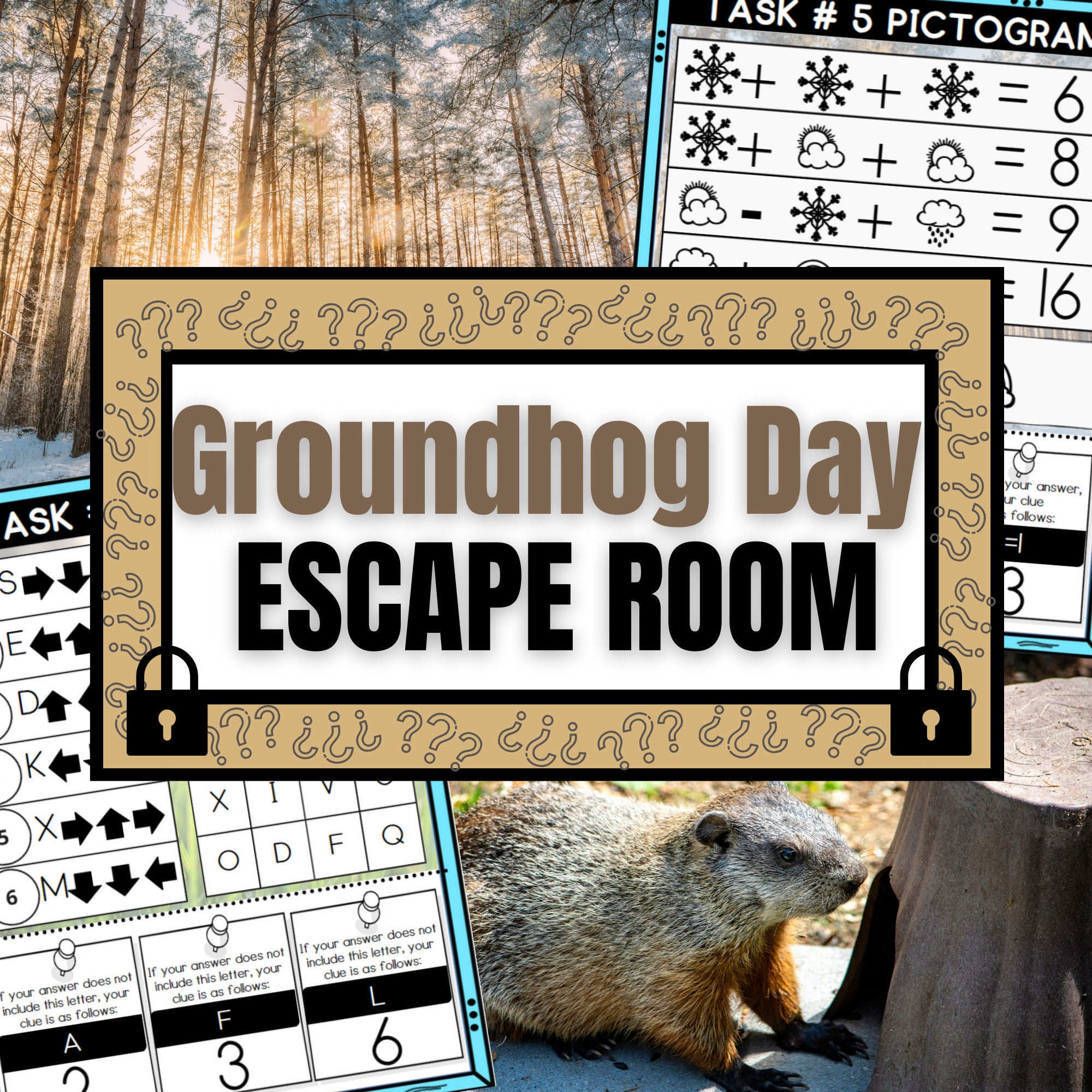 Groundhog Day Escape Room for Kids, Printable Escape Room Kit, Escape ...