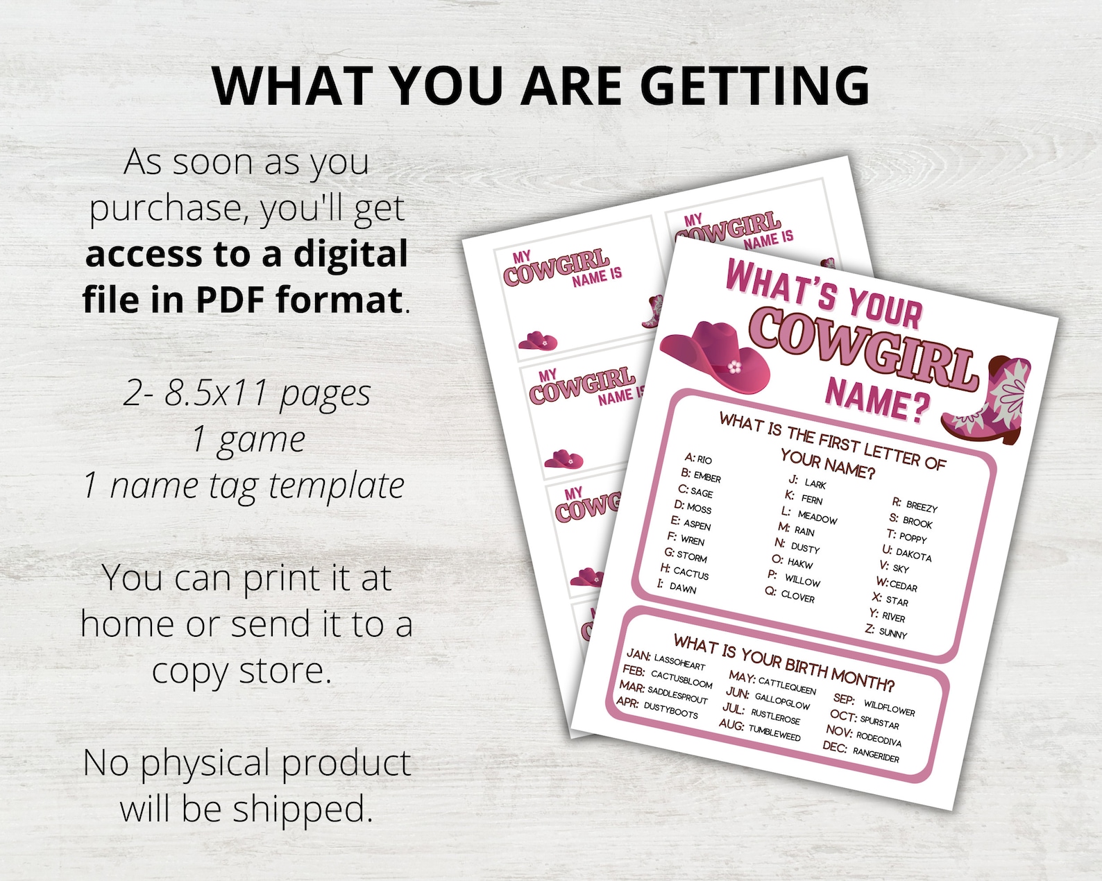 Cowgirl Name Game Printable, What's Your Cowgirl Name Game, Name ...